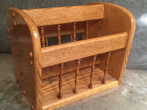 Amish SOLID OAK Wood MAGAZINE Newspaper Rack/STAND/Holder HEAVY 8lb ...