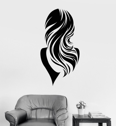 Vinyl Wall Decal Beautiful Back Woman Long Wavy Hair Girl Stickers ...