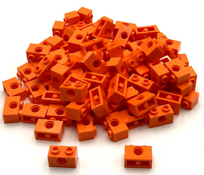 Lego 100 New Orange Technic Bricks 1 x 2 Stud with Hole Building Blocks ...