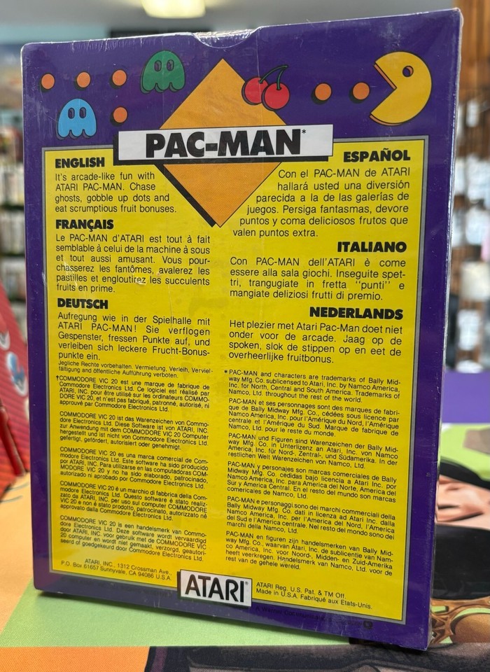 COMMODORE VIC-20 -PAC-MAN (ATARISOFT - CARTRIDGE) Sealed - Great ...