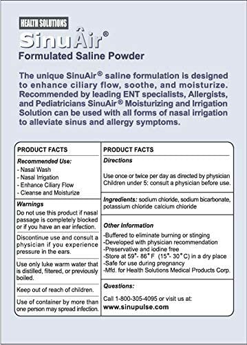 SinuAir Powdered Saline - 30 Convenient Packets - pH Balanced Saline ...