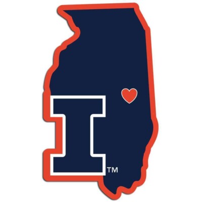 University of Illinois Fighting Illini state Vinyl Sticker/Decal 5 inch ...