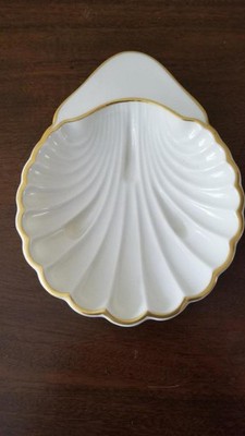Vintage Lenox Bone China Green Mark Clam Shell Candy Nut / Trinket Dish ...