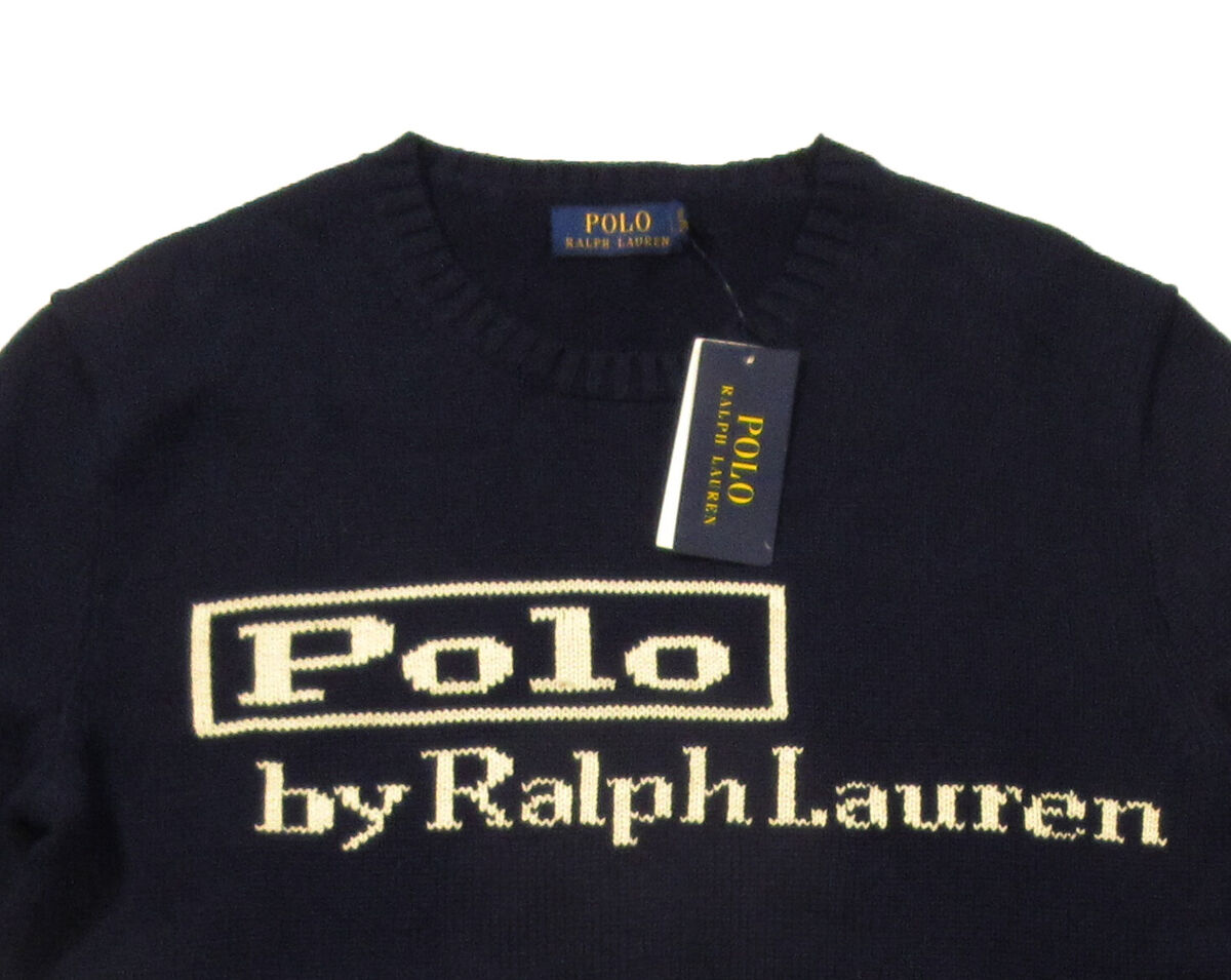 Polo Ralph Lauren Men's Blue Logo Cotton Knit Crew-Neck Polo Ralph Lauren Men's Blue Logo Cotton Knit Crew-Neck