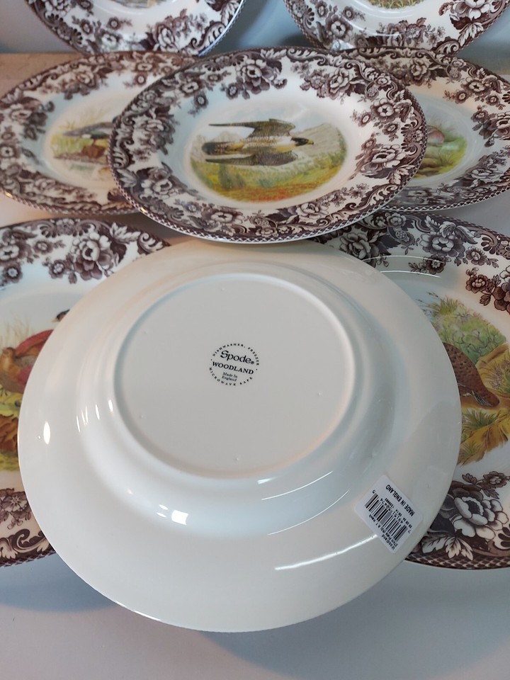Spode Woodland Set Of 8 Dinner Plates- 8 different designs all ...