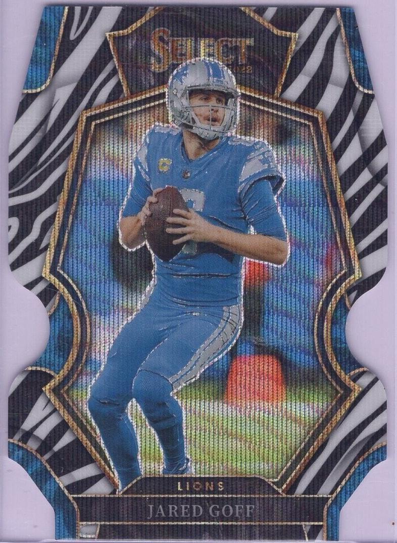 2022 Panini Select - Premier Level Jared Goff #134 Zebra Prizm Die-Cut ...