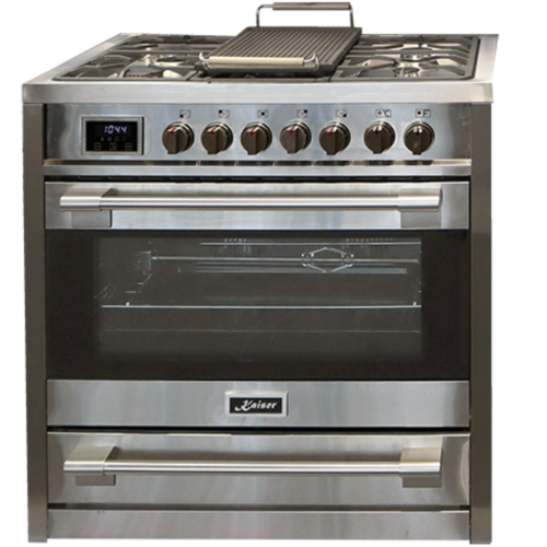 Kaiser GasElektro Standherd 90cm 115L Inox Gusseisen-Grillplatte Top ...