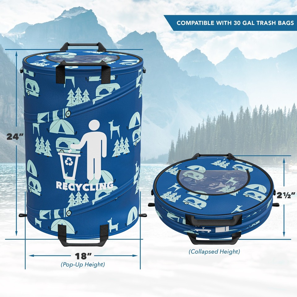 Leisure Coachworks 30 Gallon Collapsible Pop-Up Recycling Can for RV's ...