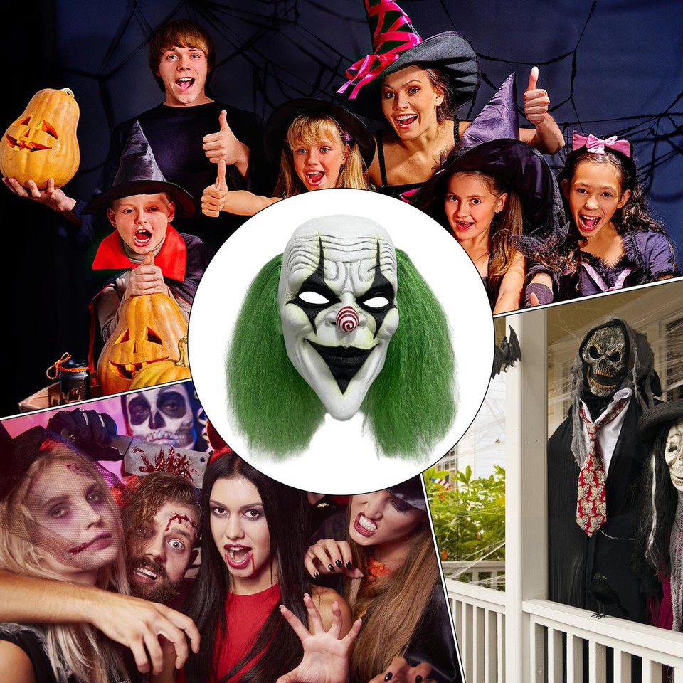 Halloween ugly mask Clown Masque Glow-in-the-dark Horror Face Cover for ...