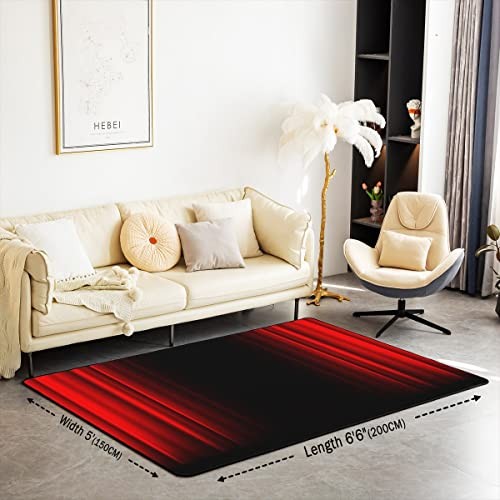 Ombre Red Black Living Room Rugs Area Rug 3x5 Geometric Stripe Accent ...