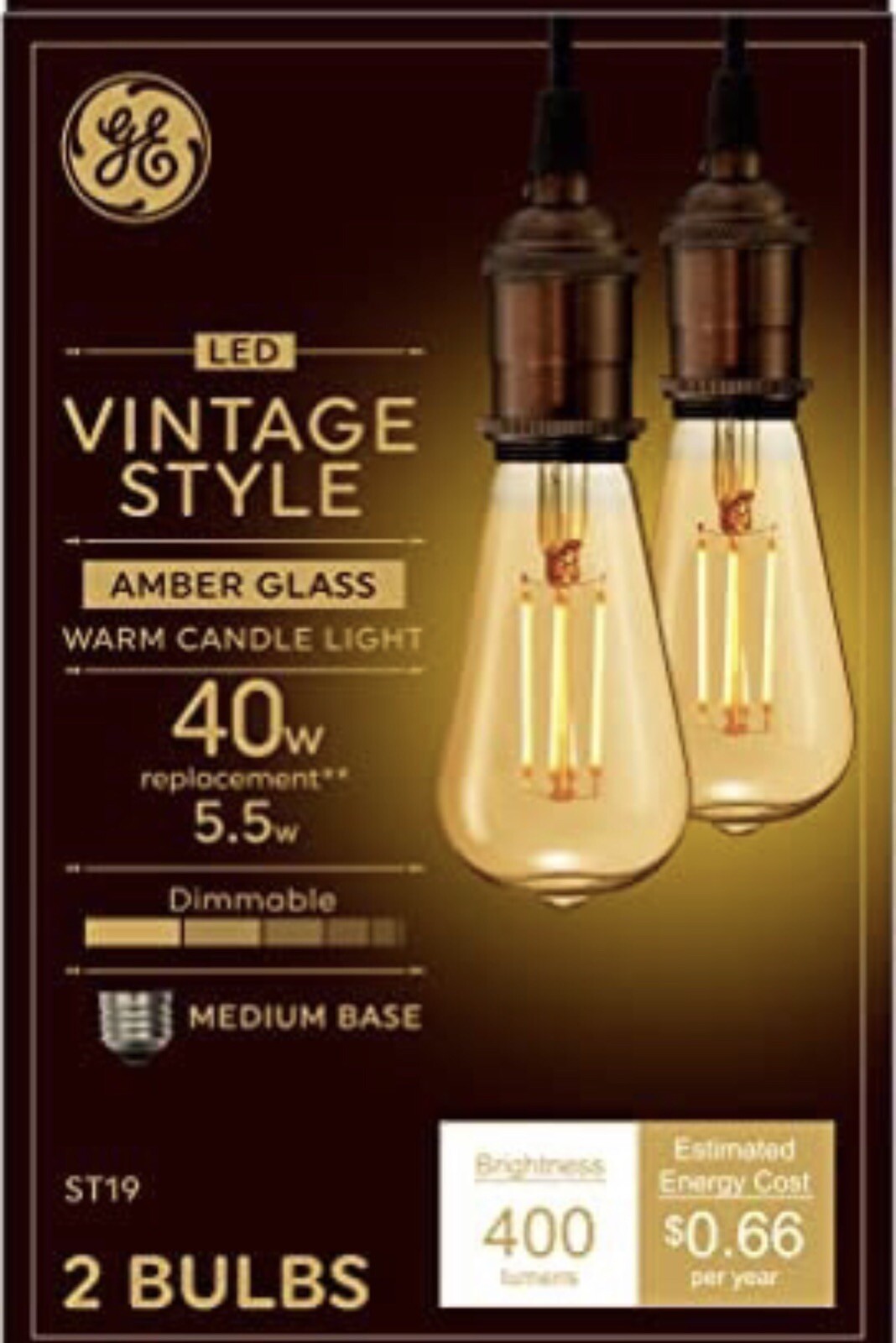 Vintage-Style Amber Glass Light Bulb (GE) | eBay