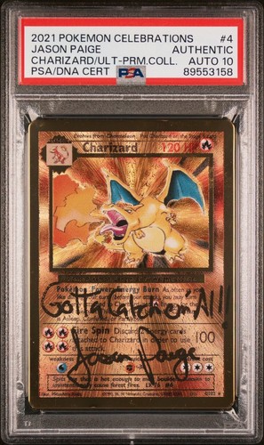 AUTO PSA 10 Jason Paige signed Charizard 2021 Pokemon Celebrations UPC ...
