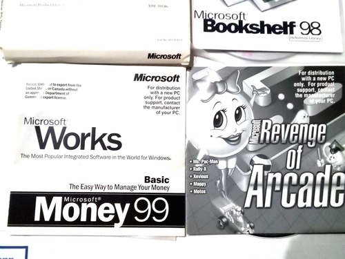 Microsoft Works Suite 99 w/ License Word 97 Money 99 Bookshelf Arcade ...