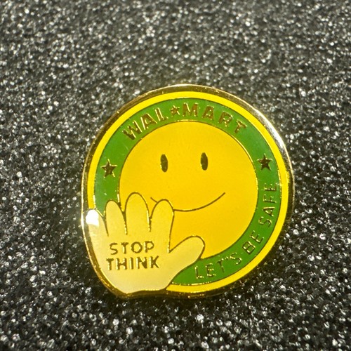 Wal-Mart Stop Think Smiley Let’s Be Safe Employee Lapel Pin Pinback ...