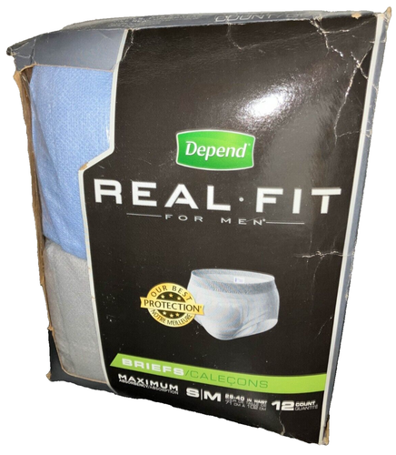 Depend Real Fit For Men :: Maximum Absorbency Briefs Gray/Blue (S/M ...
