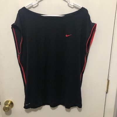 Nike Dri Fit Womens Side Zip Sleeveless Top Black SZ XL | eBay