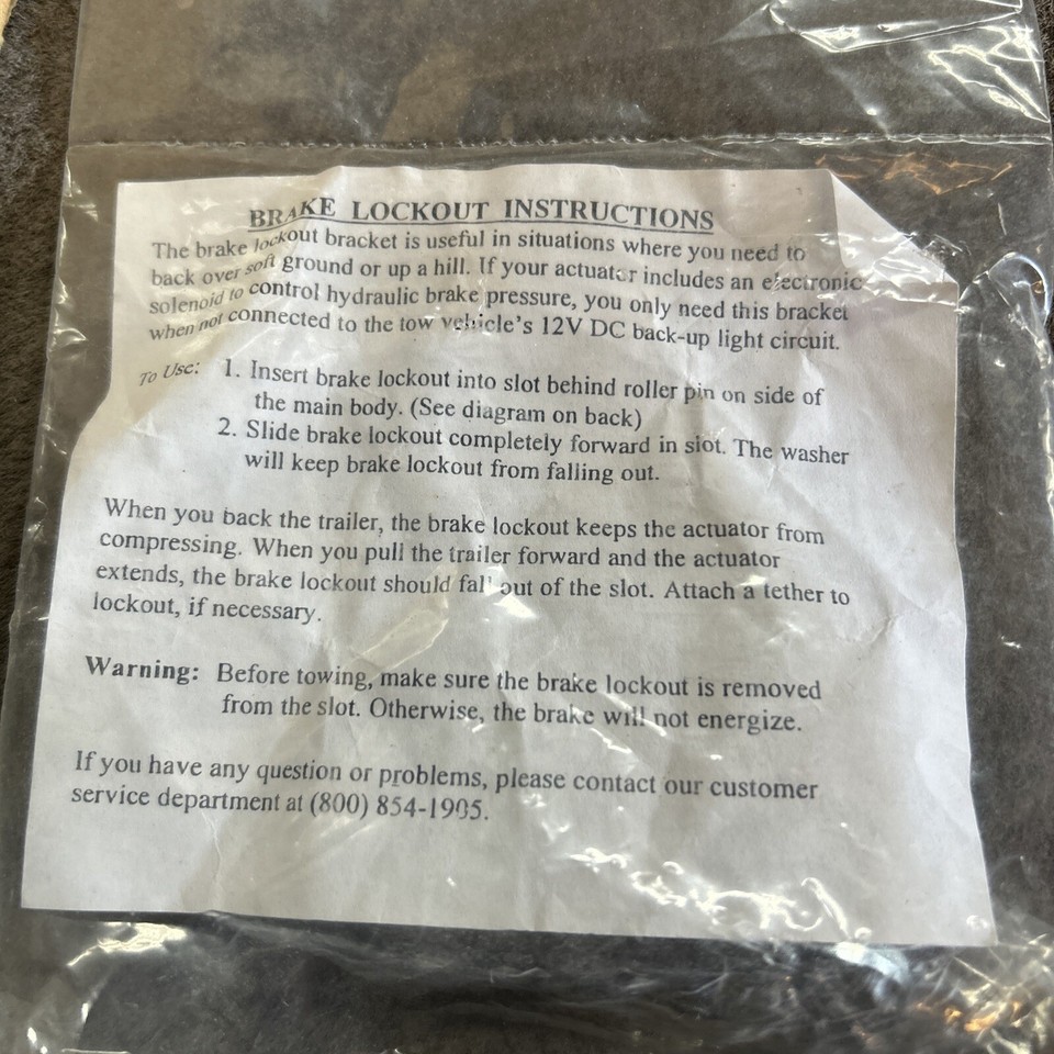 EZ Loader Trailer Brakes Actuator Reverse Lockout Key #34557 for UFP ...