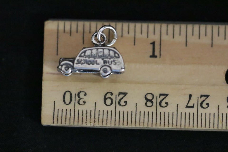 Vintage Sterling Silver 0.6" School Bus Charm Solid 925 Silver 2.2g ...