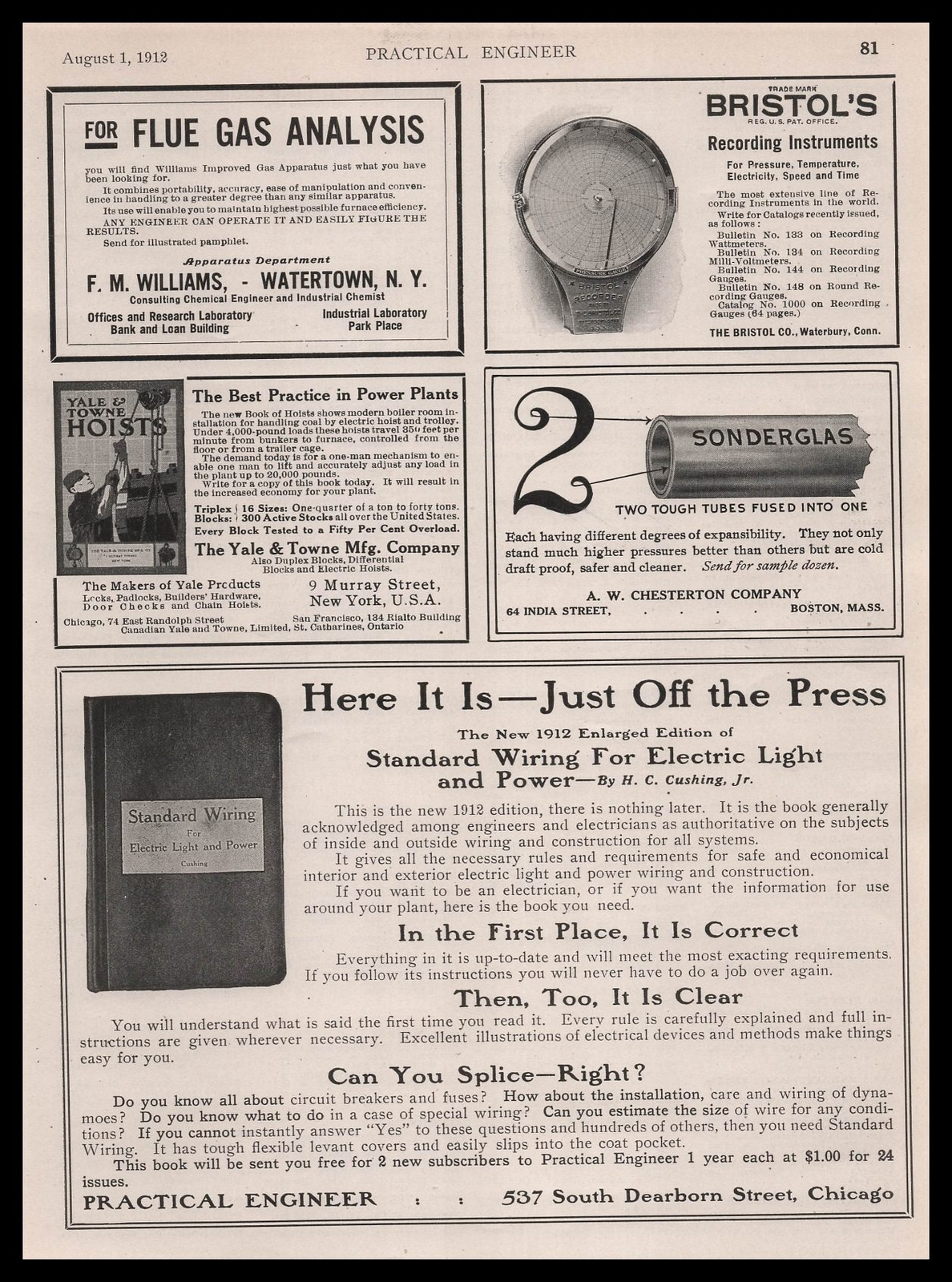 1912 The Bristol Company Recording Instruments Waterbury Connecticut ...