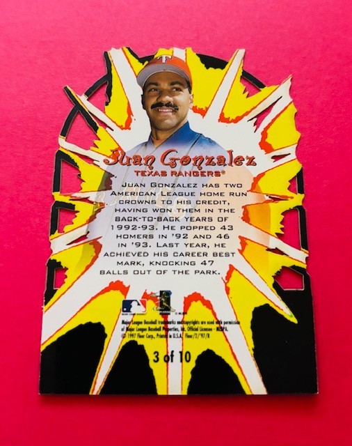 1997 Fleer Bleacher Blasters Juan Gonzalez - Rare Die-Cut Insert of ...