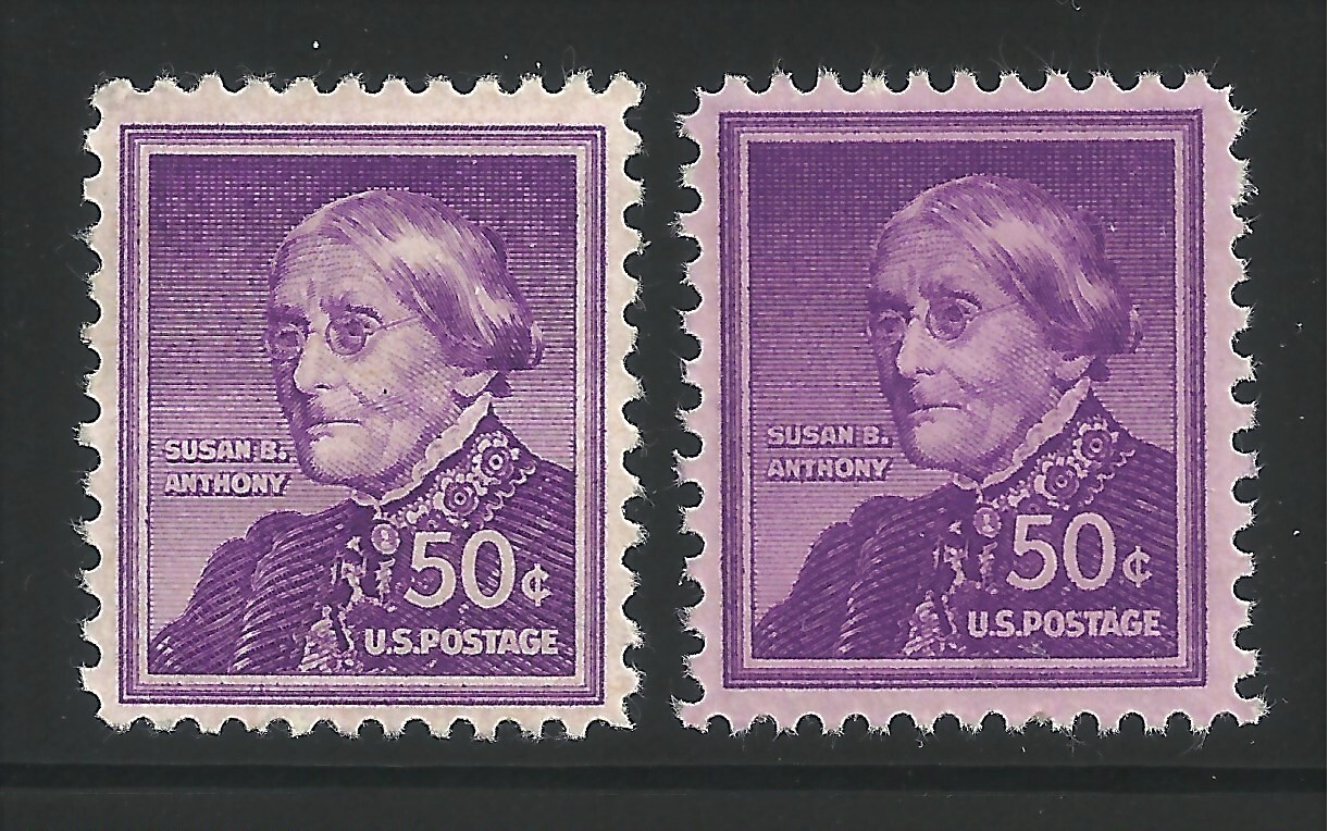 US SC#1051 & 1051a SUSAN B ANTHONY POSTAGE STAMP WET & DRY PRINTING ...