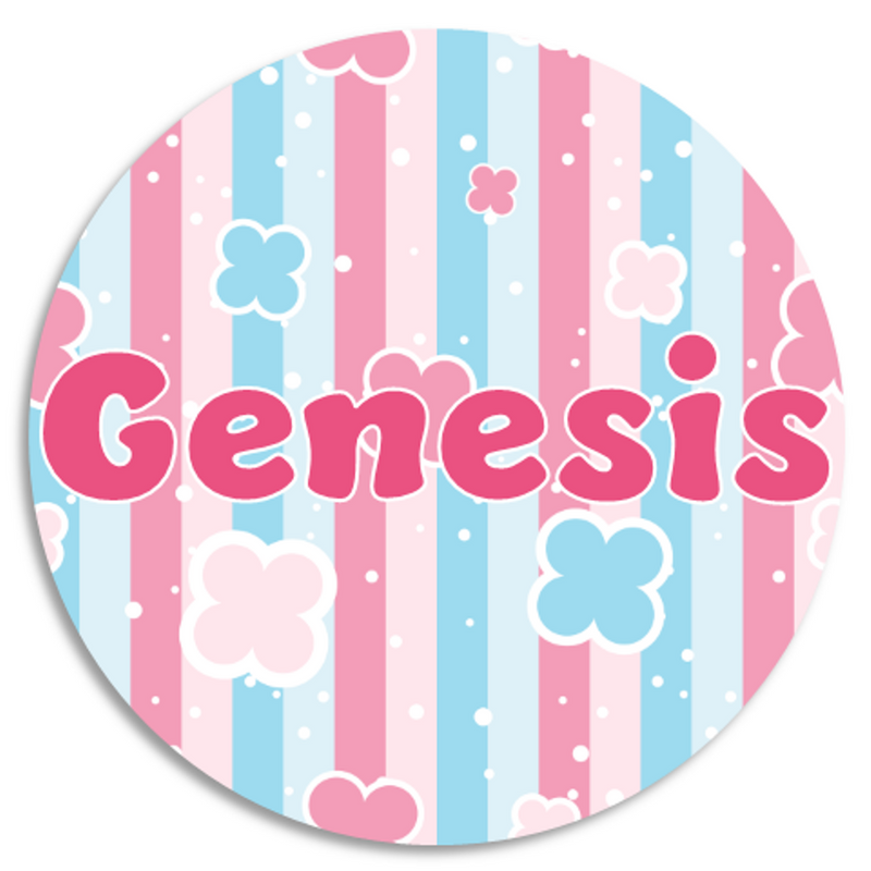 Genesis - Circle Sticker Decal 3 Inch - Name Tag Water Bottle School ...