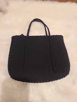 Nine West Small Black Weave Handbag Texture Neoprene Double Handle ...