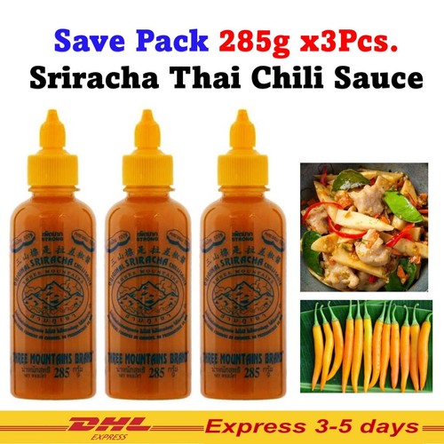 3x Chili Sauce Sriracha Yellow Strong Hot Three Mountains Brand ...
