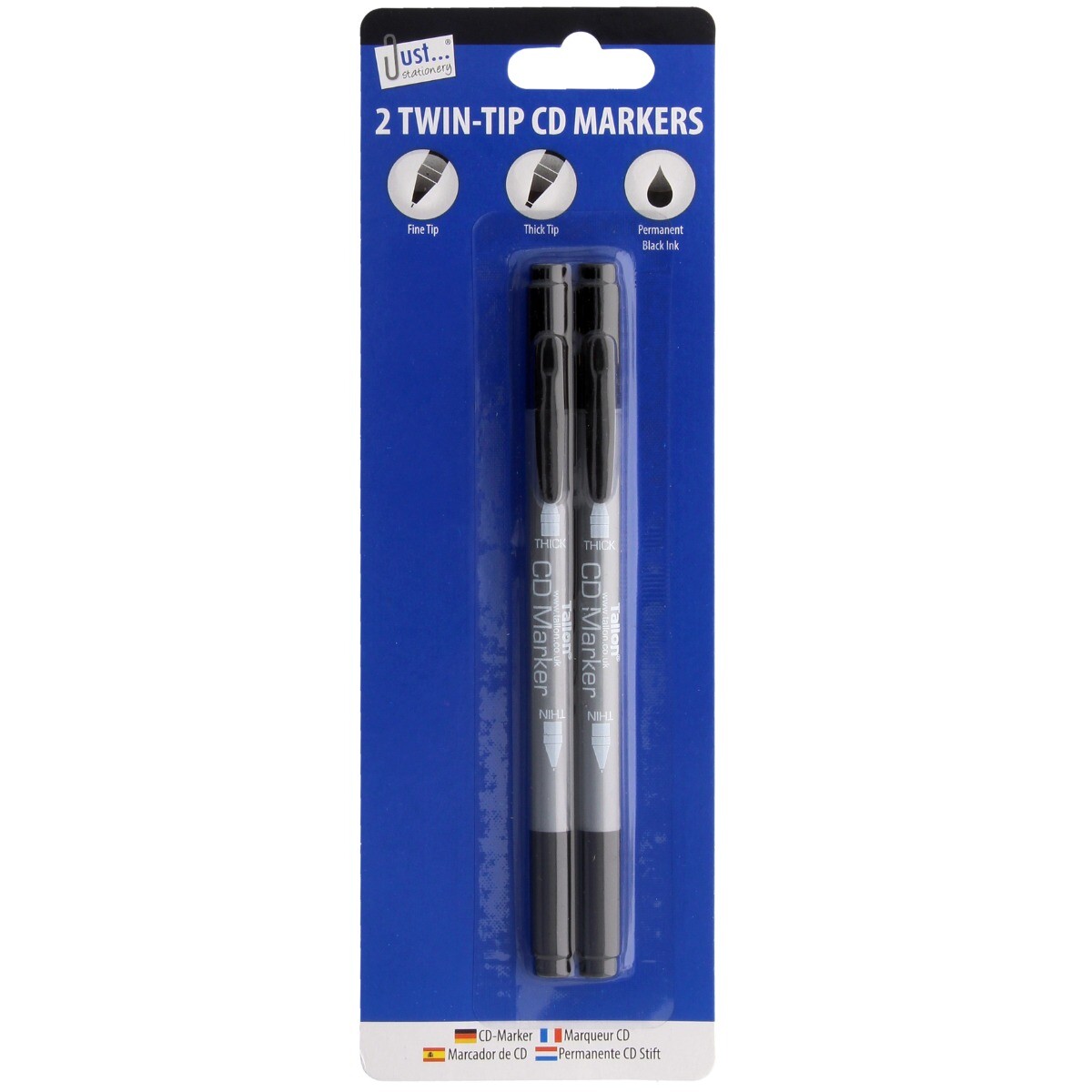 2x Permanent CD Marker Pens WATERPROOF Black Thin Fine Thick Tip ...