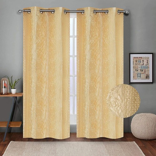 Embossed Self Design Curtains Long Door 9 feet- Pack of 2 Cream | eBay ...