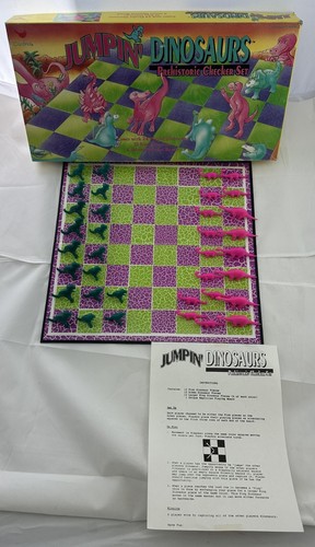 1992 Jumpin Dinosaur Checkers Game by Cardinal Complete in Great Cond ...