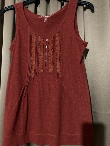 Small S Eddie Bauer Women's rust color tank top with silk ruffle VGC | eBay