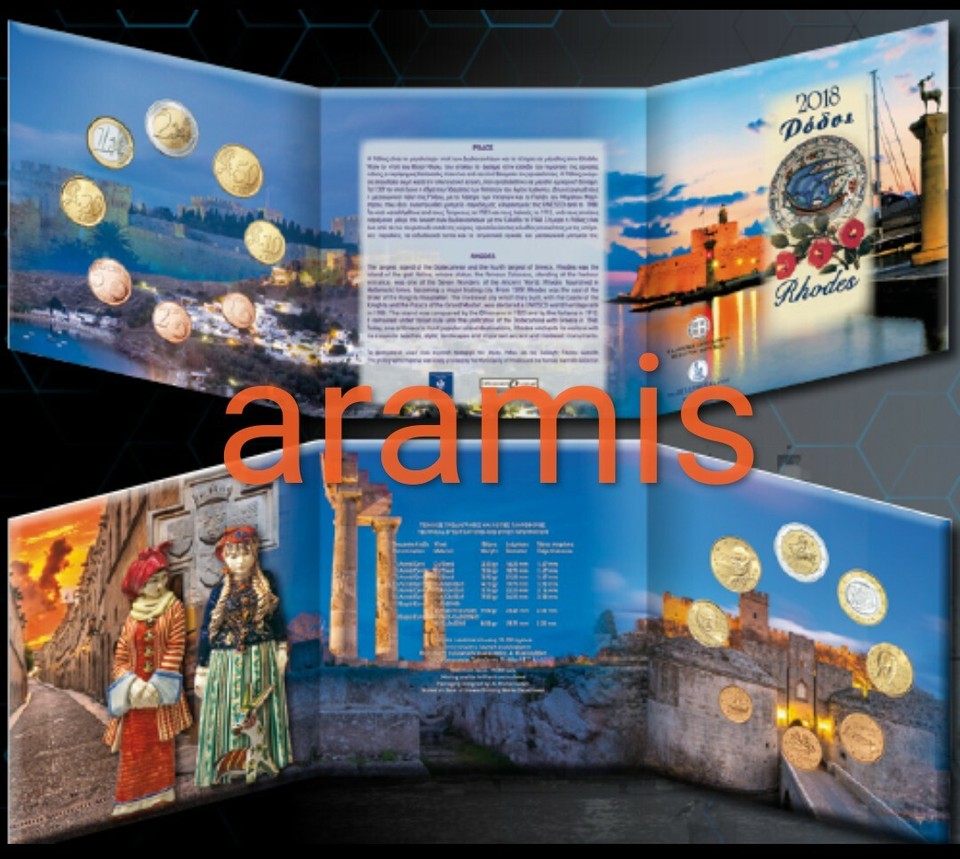 Greece 2018 BU Official BLISTER 🅰️ 8 EURO coin set Grece GRECIA 🅰️ ...