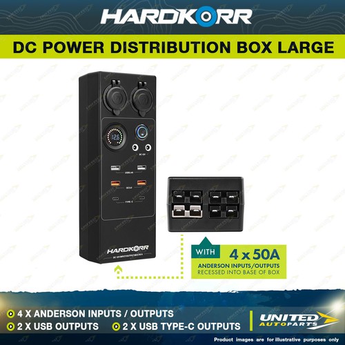 Hardkorr Large 12V DC Power Distribution Box - 4 x Anderson Inputs ...