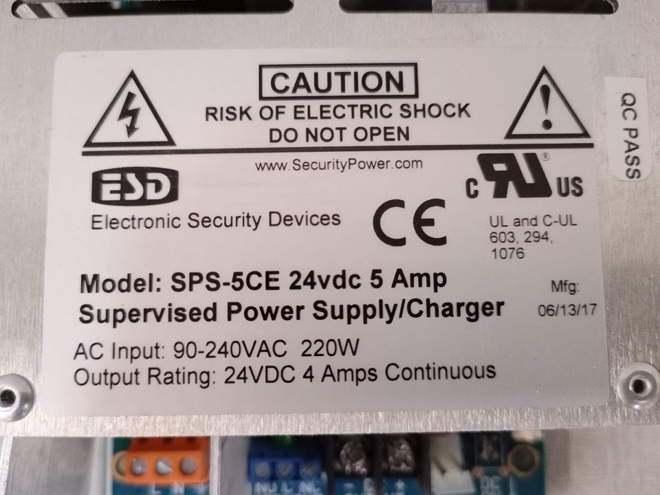 Electronic Security Devices SPS-5CE 5A Supervised Power Supply/Charger ...