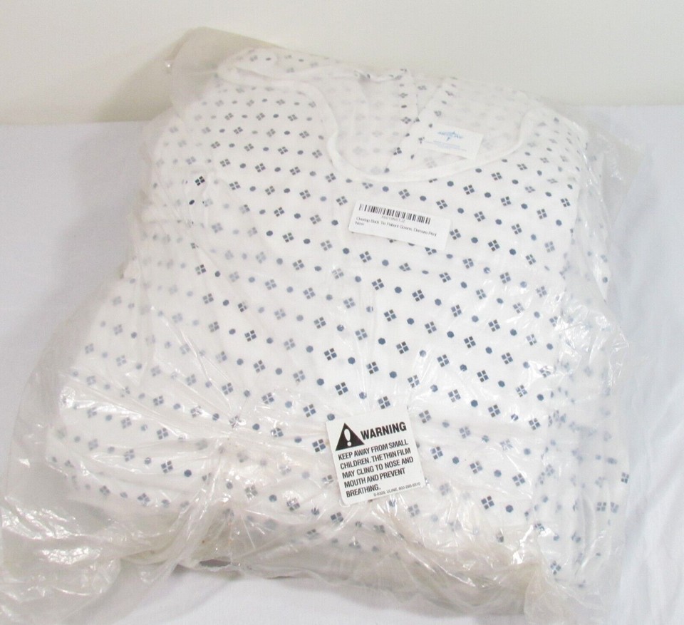 12 NEW Medline Overlap Patient Gown Back-Tie Demure Print One Size HC1 ...