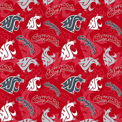 $9 Per Yard College Cotton WSU Washington State Cougar Quilt Fabric ...
