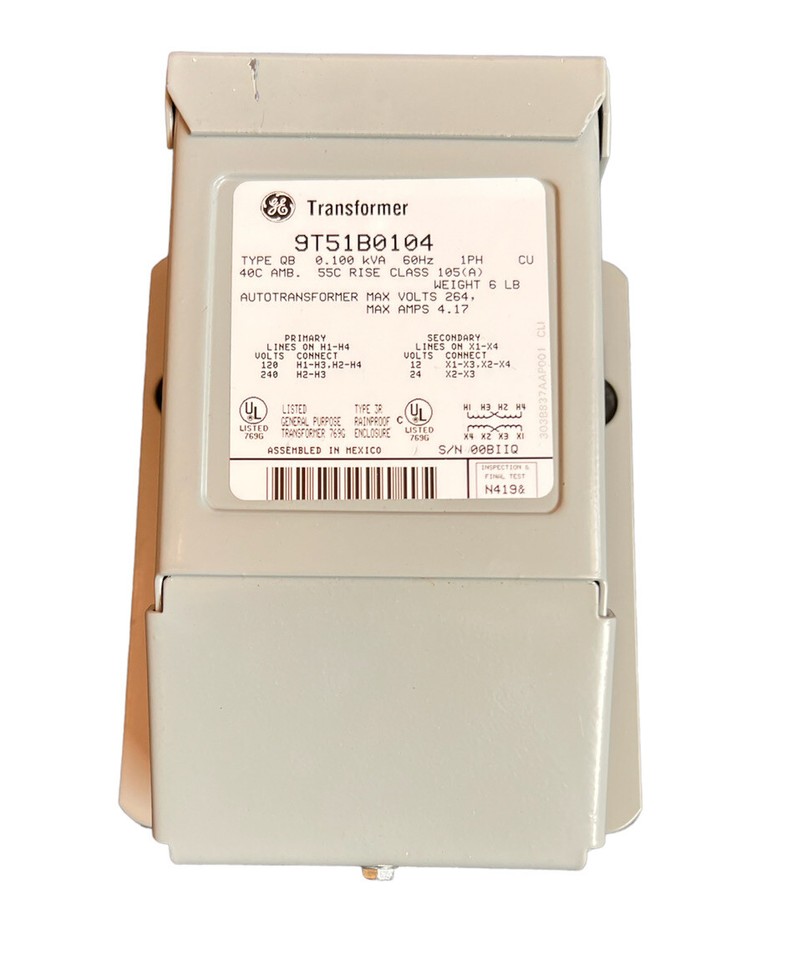 GE BUCK BOOST AUTO TRANSFORMER 9T51B0104 0.100KVA 120X240 Pri / 12/24 ...