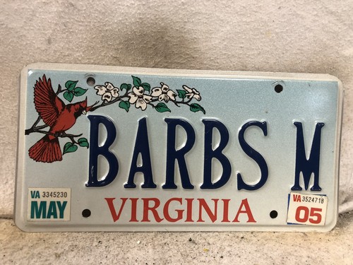 2005 Virginia Cardinal Vanity License Plate “BARBS M” | eBay