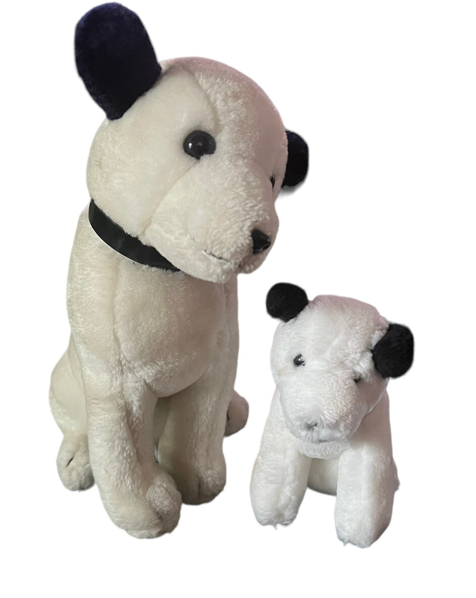 Dakin RCA PUPPY DOG PLUSH 12” Nipper 7” Chipper Black White 1980 1992 ...