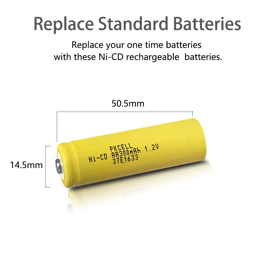 6 pcs 1.2v 300mAh AA Rechargeable 2A Batteries Ni-Cd for Garden Solar ...