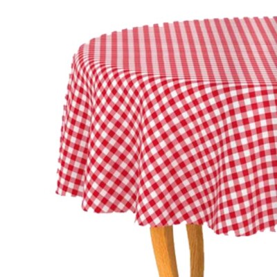 Country Kitchen Dining Table Cloth RED GINGHAM Tablecloth 180cm ROUND ...