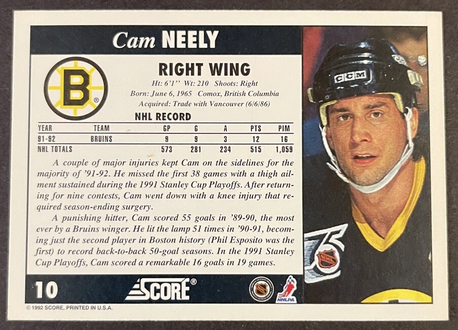 1992-93 Score #10 Cam Neely | eBay