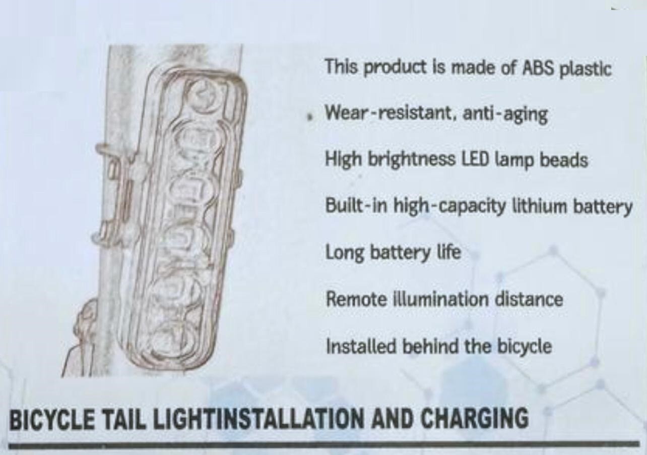 Bicycle Rear Red Light Back light Waterproof USB Rechargeable 5 LED ...