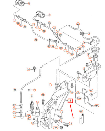 2005-2008 Audi A4 B7 Windshield Washer Reservoir Tank 8E0955453BF ...