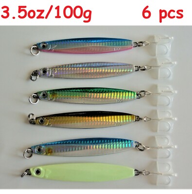 6 Pieces 100g/3.5oz Metal Jig Colt Sniper Vertical Butterfly Fish Lure ...