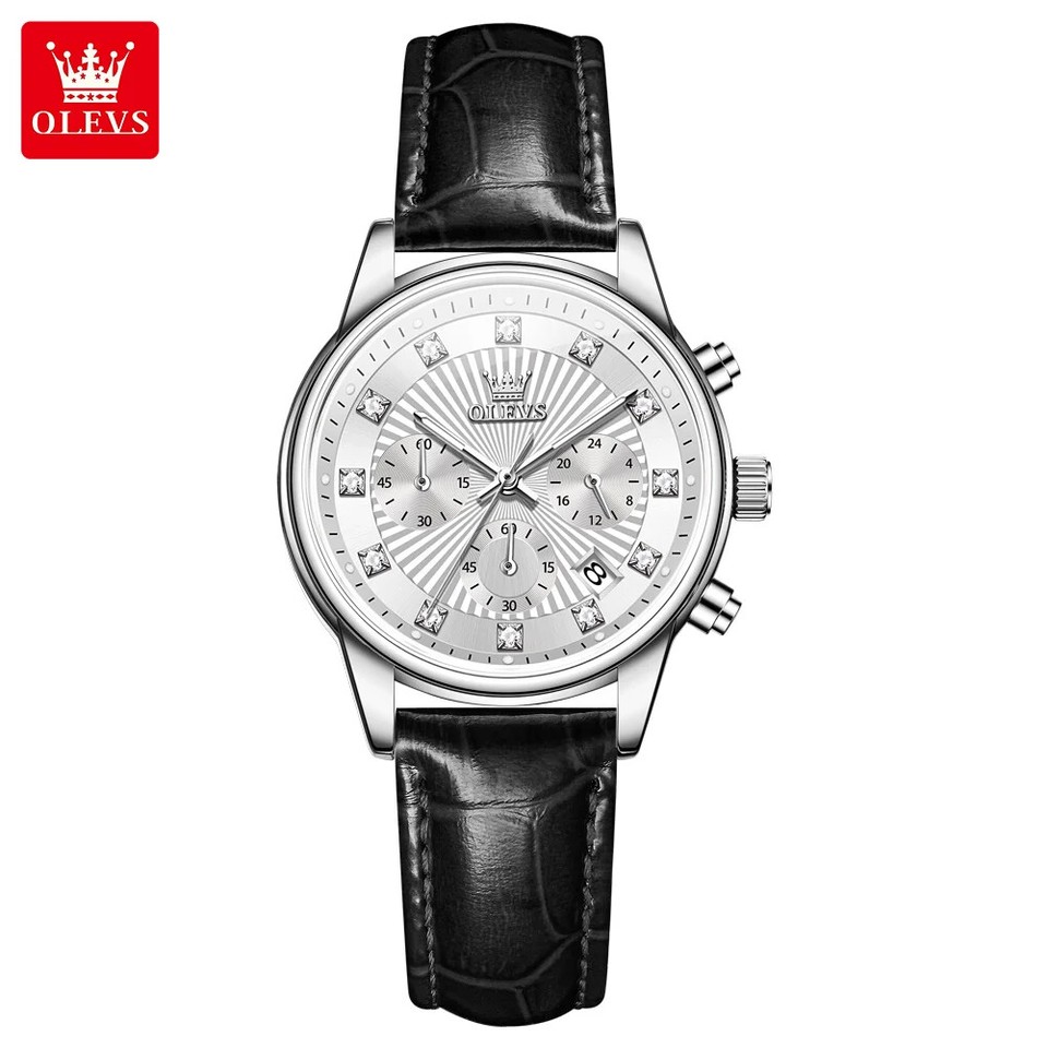 OLEVS Calendar Women's Quartz Watch Waterproof Chronograph Wristwatch ...