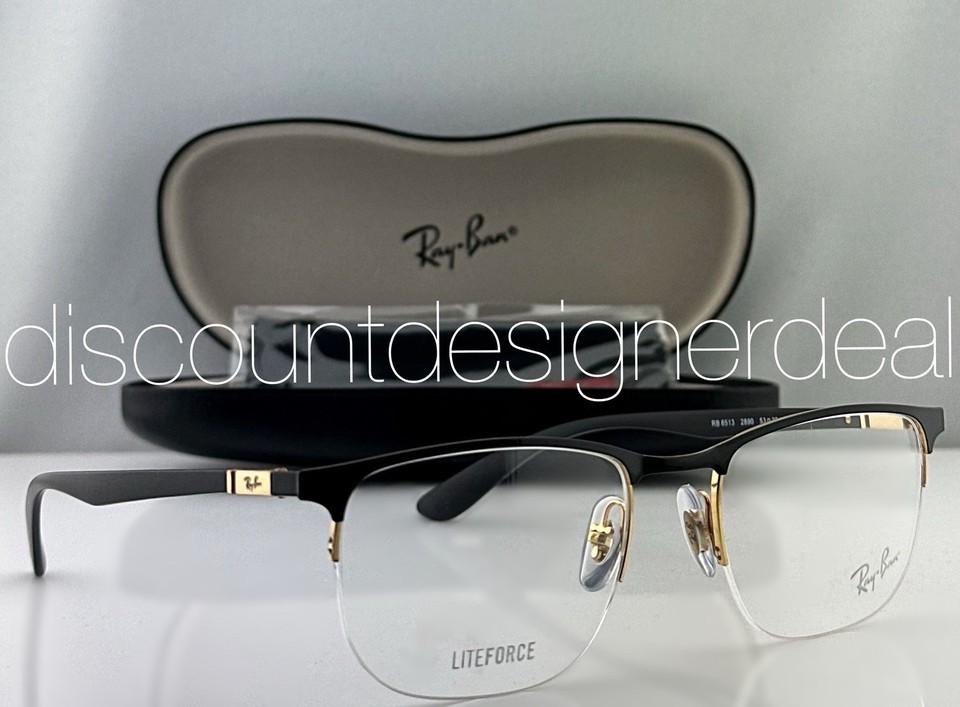 Ray-Ban Square Liteforce Eyeglasses Black Gold Frame Clear Demo Lens ...
