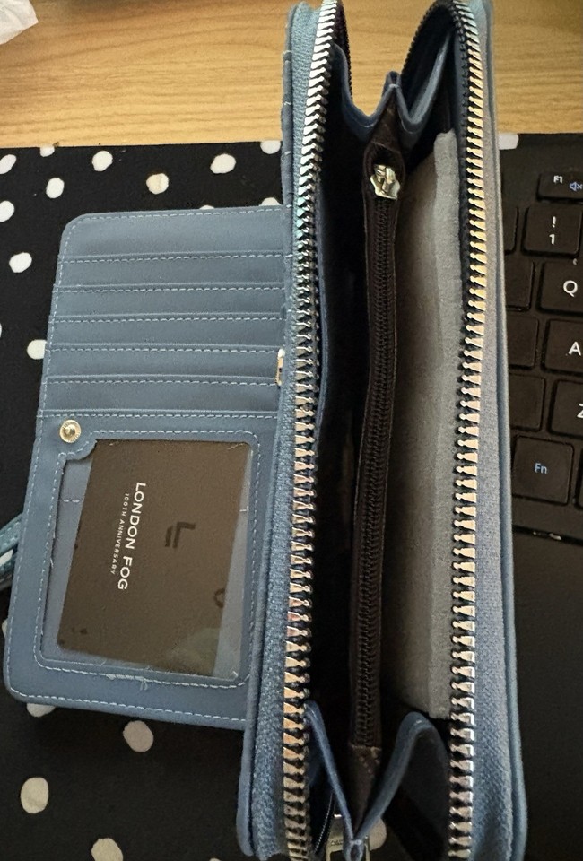 London Fog Zip Around Wallet Preston New With Tags Indigo Blue | eBay