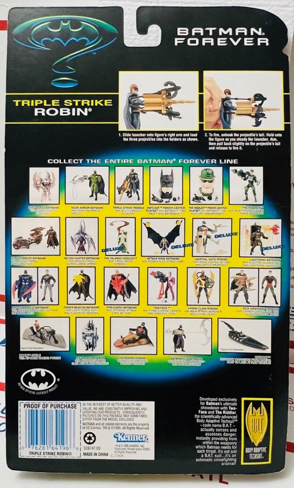 Kenner Batman Forever Collection Triple Strike Robin MOC rare clear ...